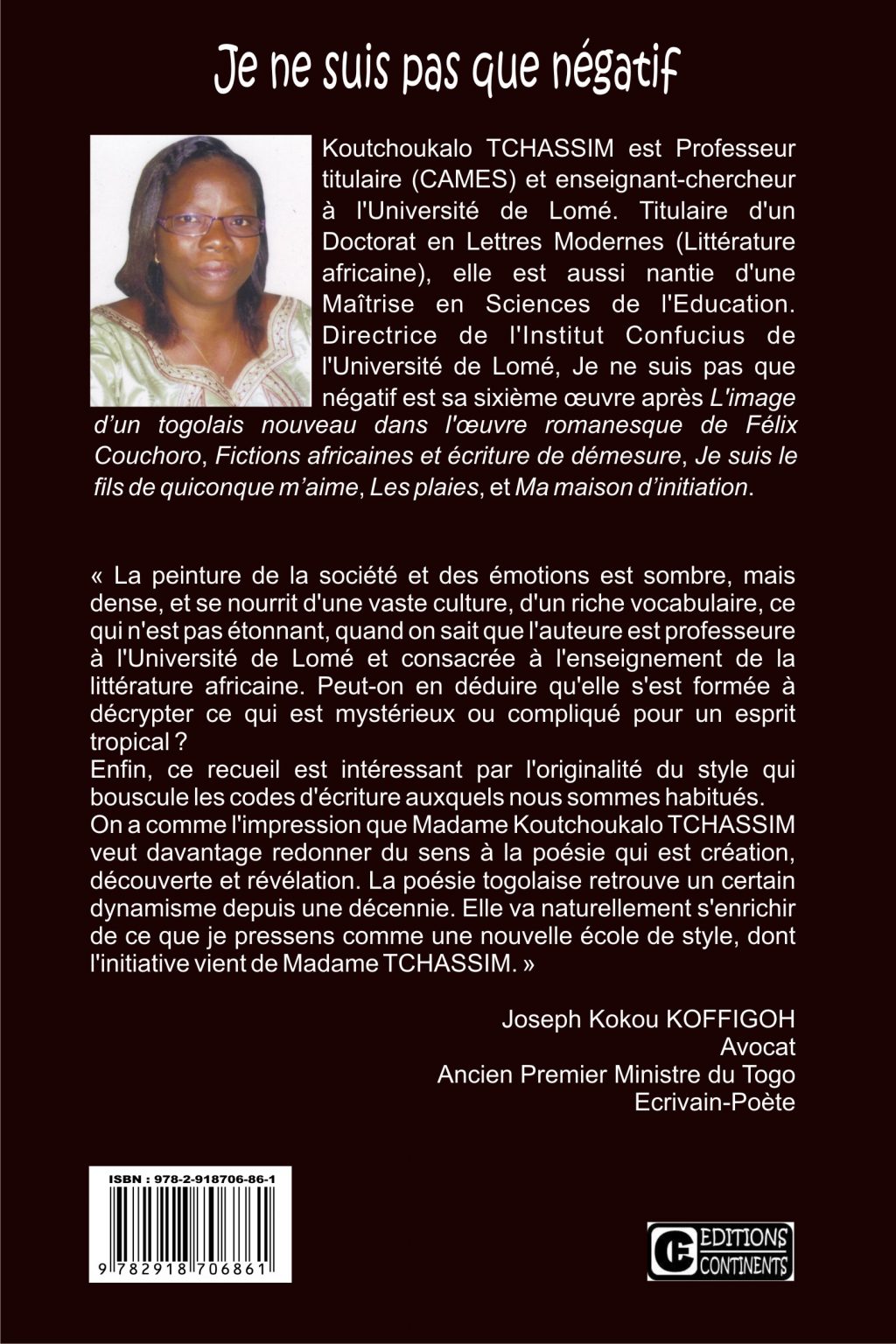Je ne suis pas que négatif - Les Editions Continents